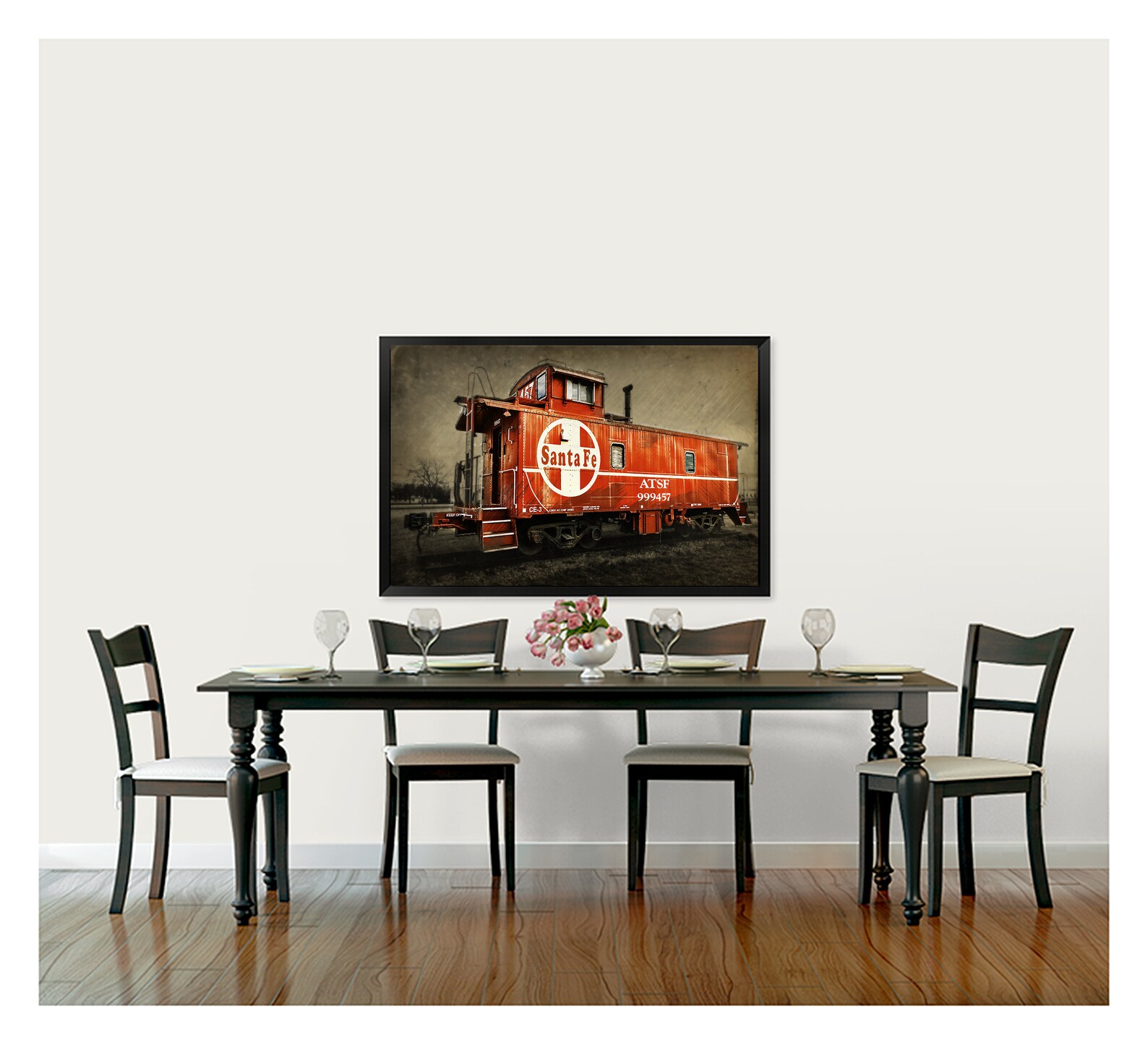 Old Santa Fe Railroad Caboose Photo, One of a Kind Locomotive Wall Decor, Original Fine Art ...