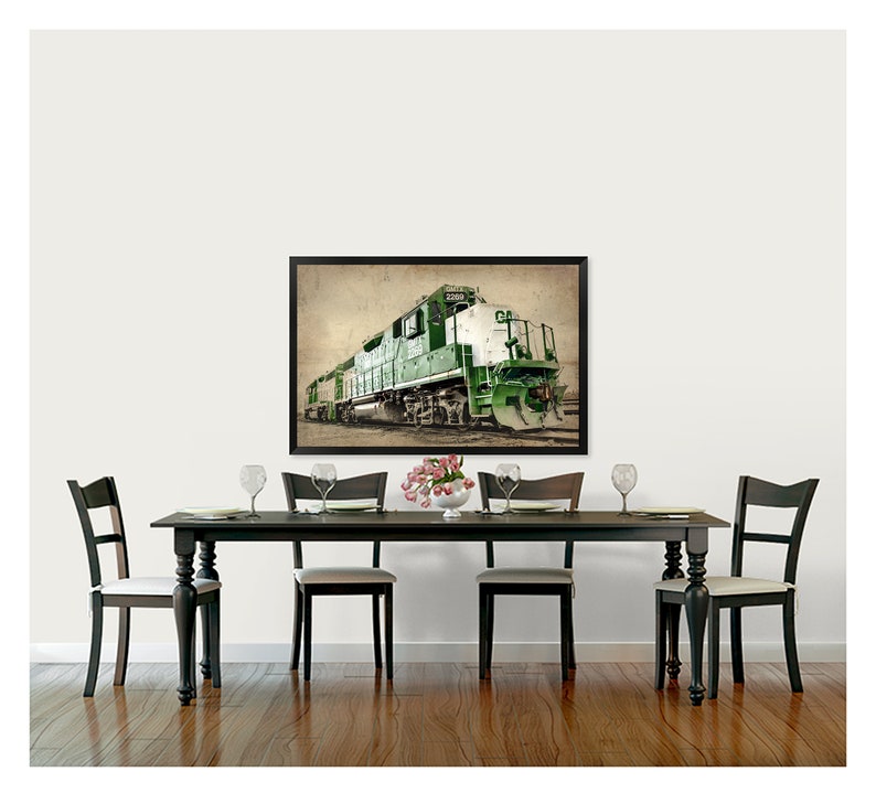 Old Green Locomotive Train Engine Pop Art Photo, Original Abstract Fine ...
