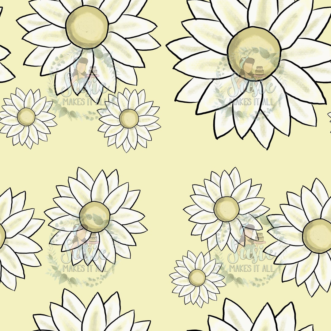 Hand Drawn Yellow Muted Daisy Seamless File - Etsy