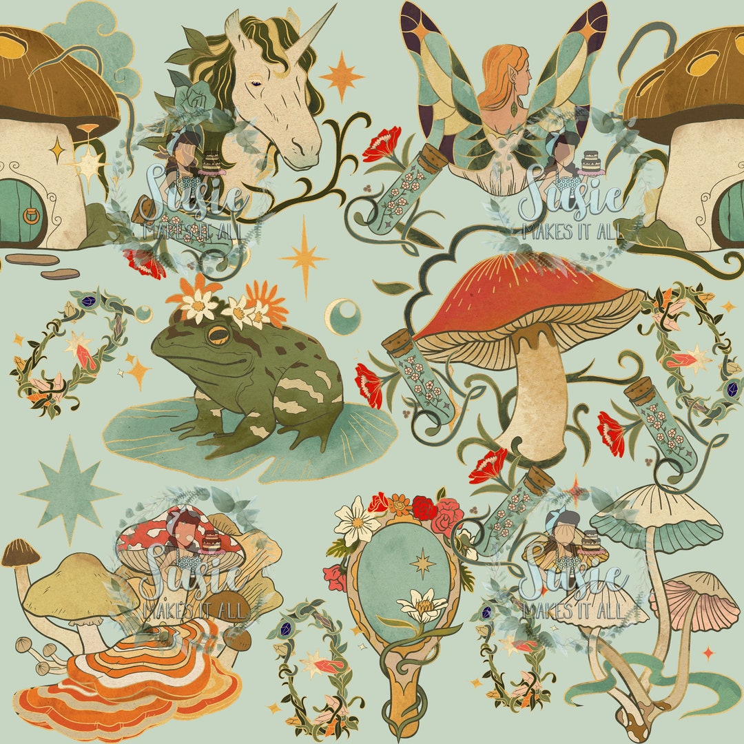 Cottagecore Mushrooms Seamless File - Etsy