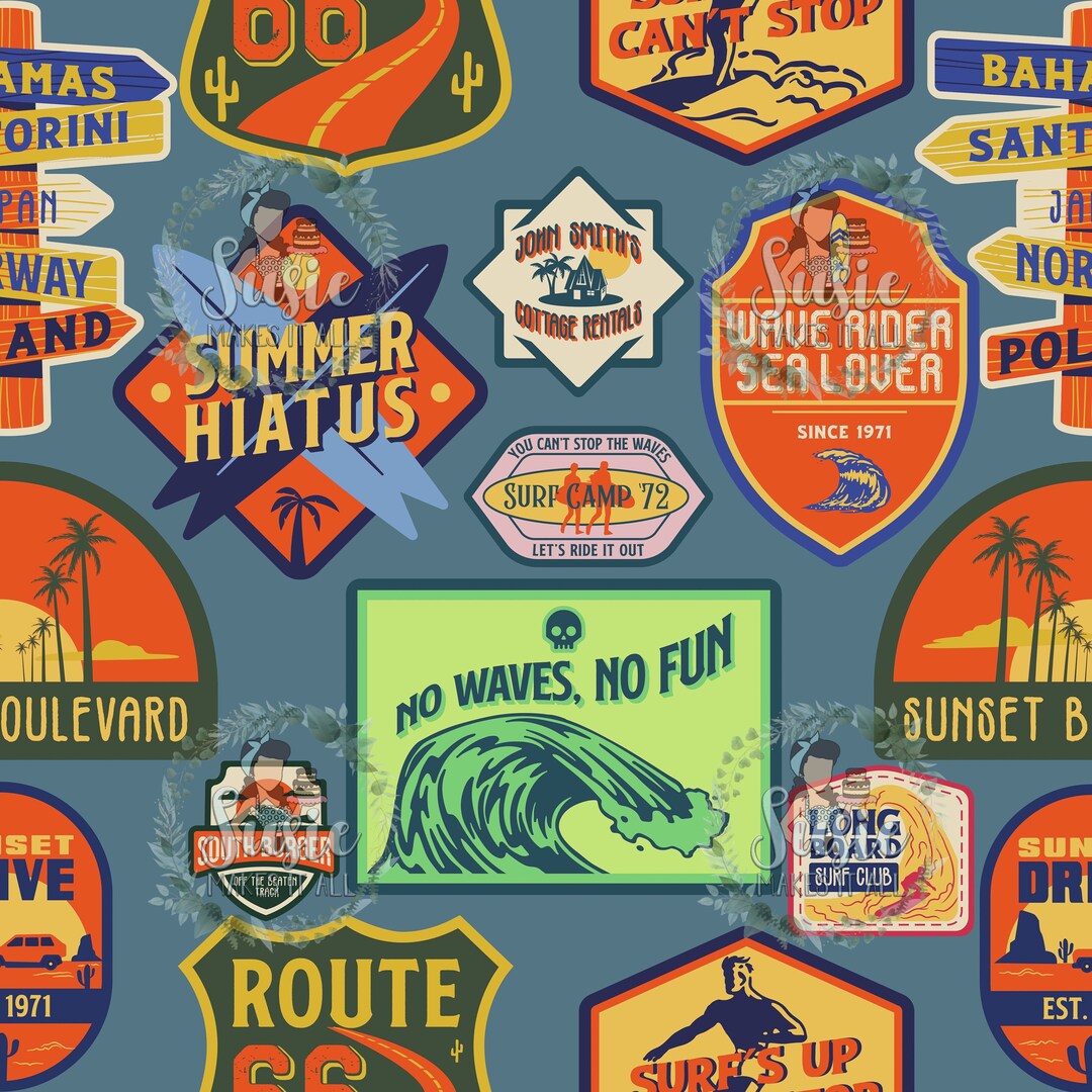 Summer Surfing Signs Seamless File - Etsy