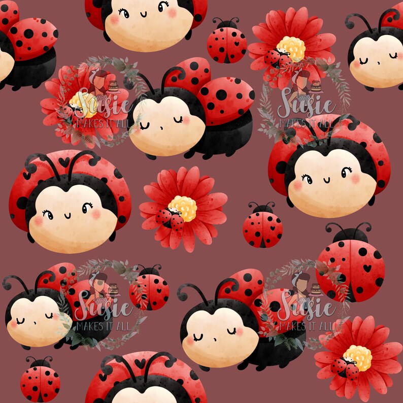 Ladybug Floral Seamless File - Etsy