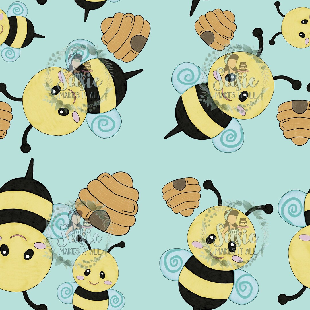Muted Hand Drawn Bumble Bee Seamless File - Etsy
