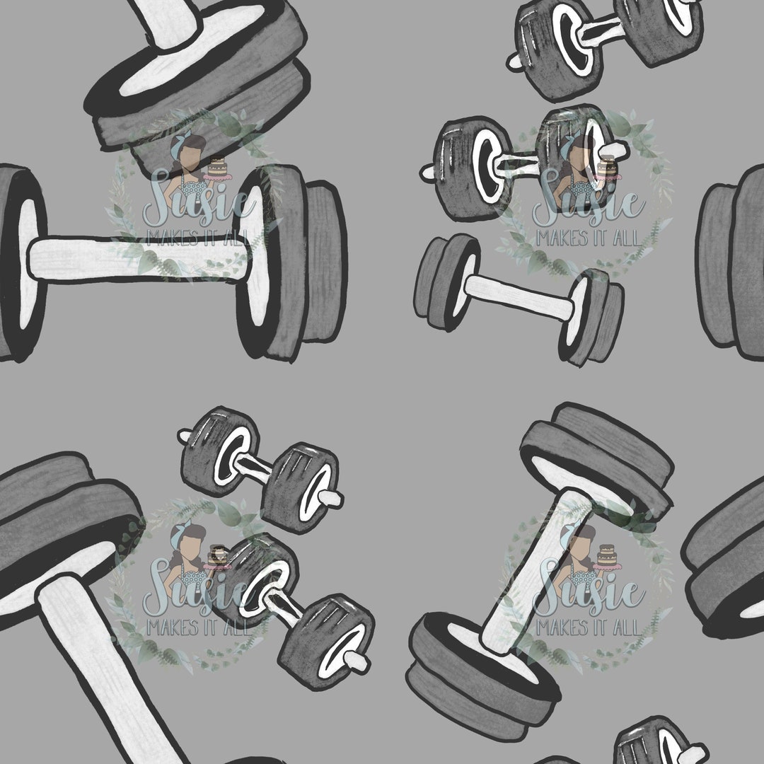 Hand Drawn Weights on Grey Seamless File - Etsy