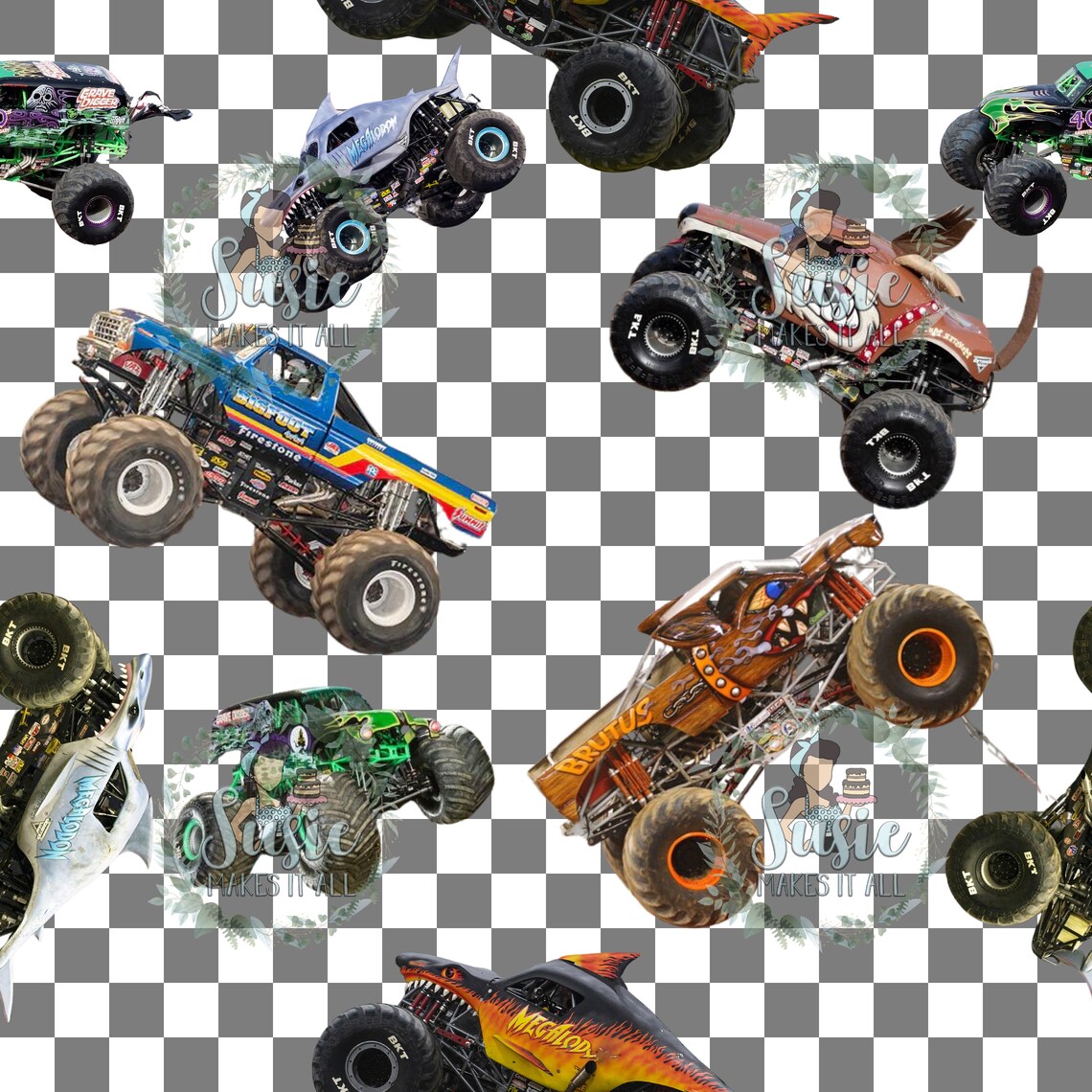 Monster Truck Checkers - Etsy