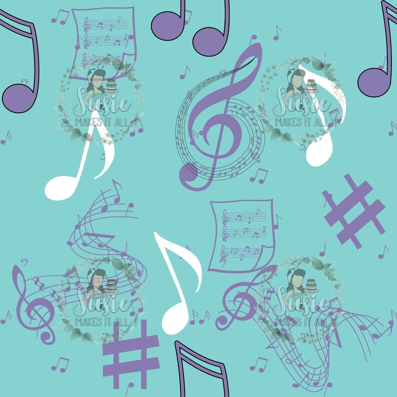 Music Notes on Teal Seamless File - Etsy