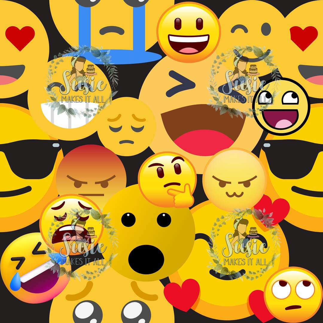 Emojis on Black Seamless File - Etsy