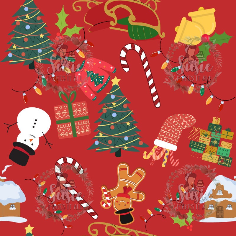 Red Christmas Seamless File - Etsy