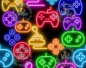 Abstract Neon Game Controller Art Design Digital Download Png File - Etsy