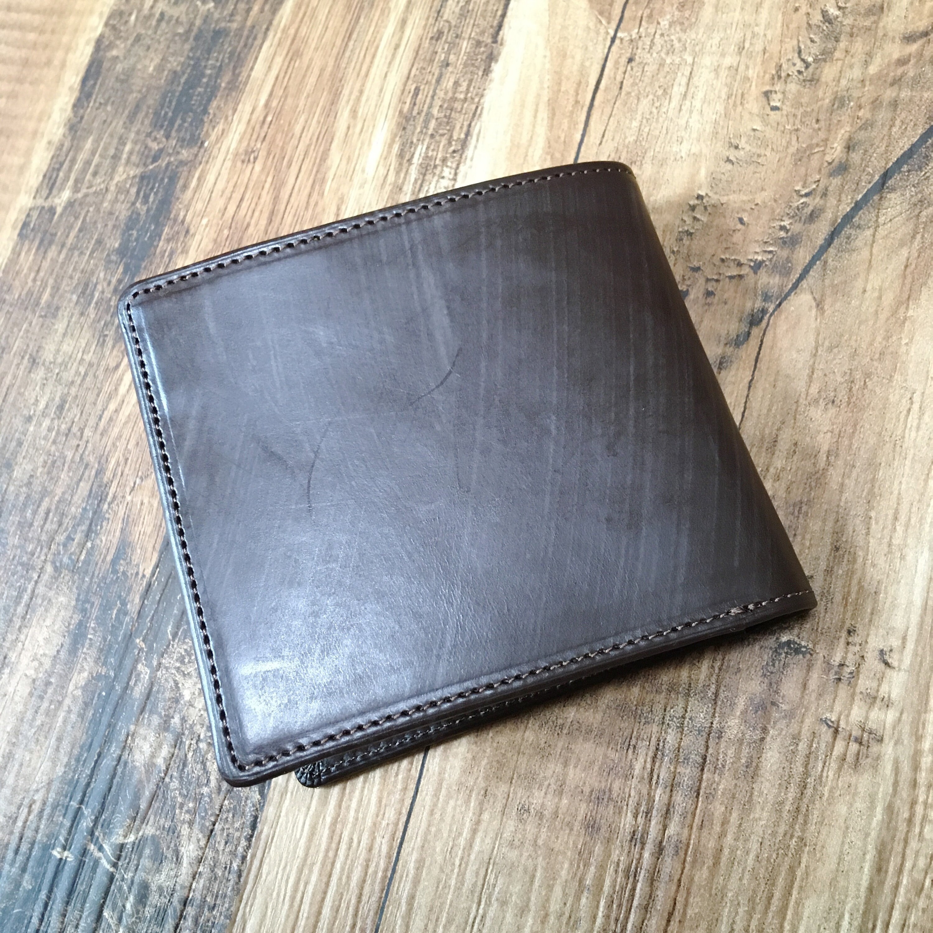 Basic Art Wallet, British Bridle & Japanese Calf Leather, Dark Brown ...