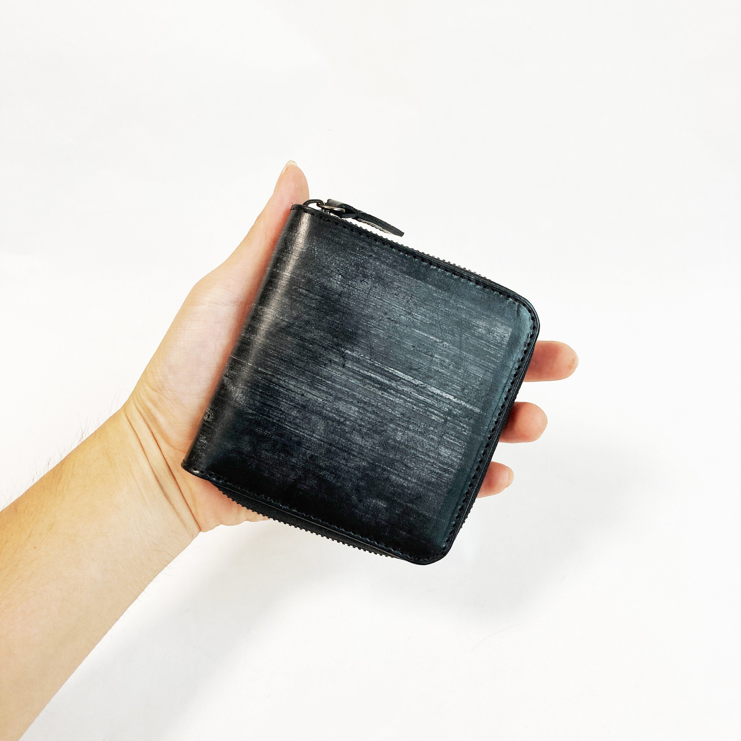 Basic Round Zipper Art Wallet, English Bridle Leather×japanese Kip ...