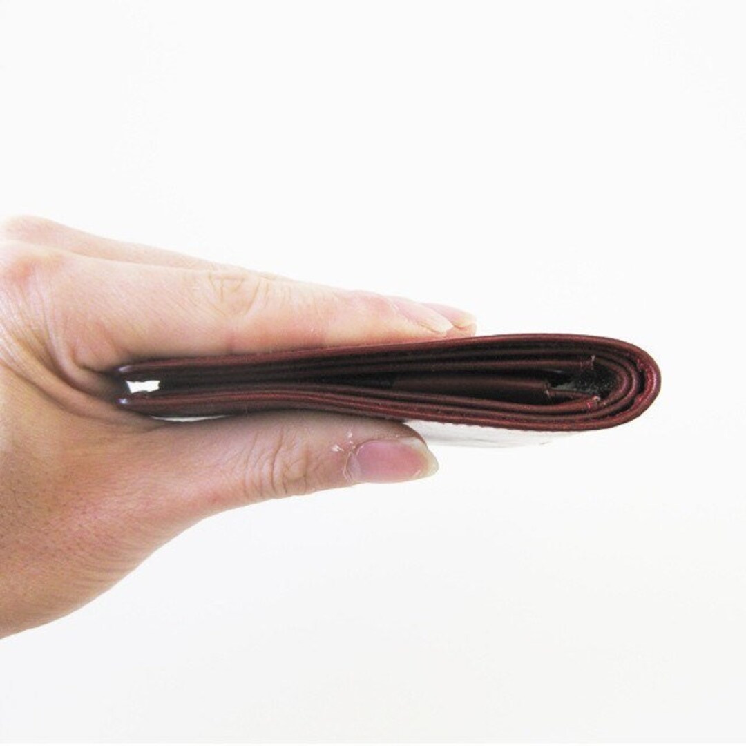 Thin Bifold Wallet, Small Wallet, Skinny Wallet ＜red＞japanese Leather ...