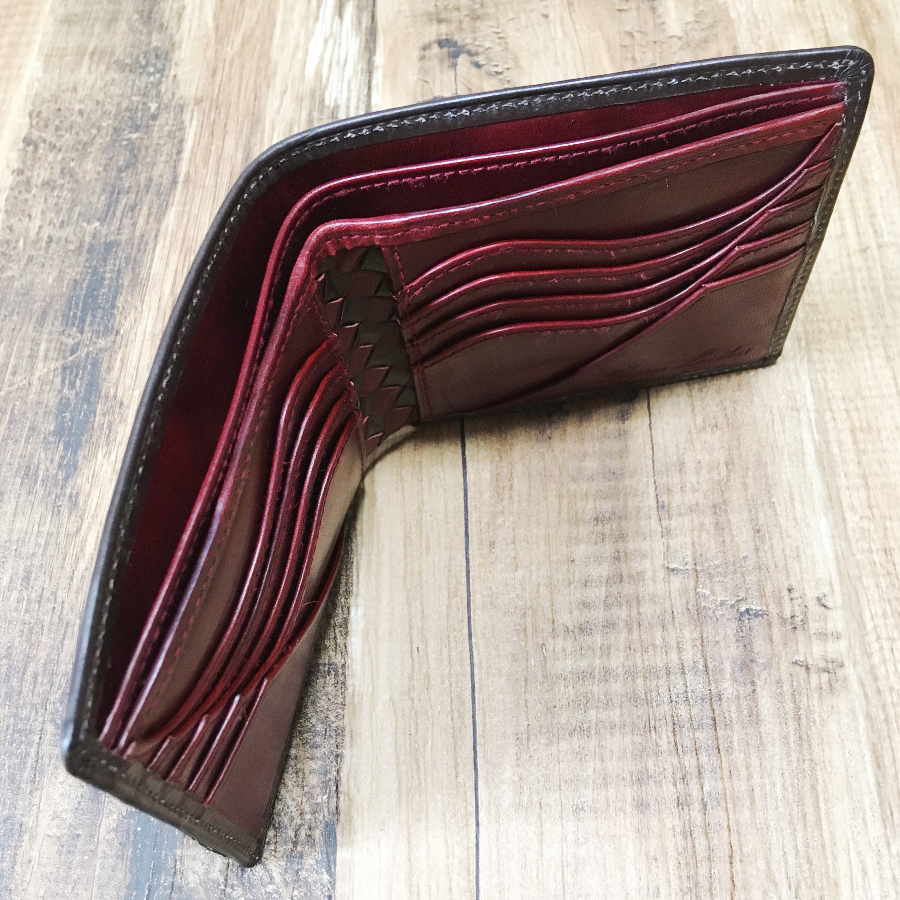 Basic Art Wallet, British Bridle & Japanese Calf Leather, Dark Brown ...