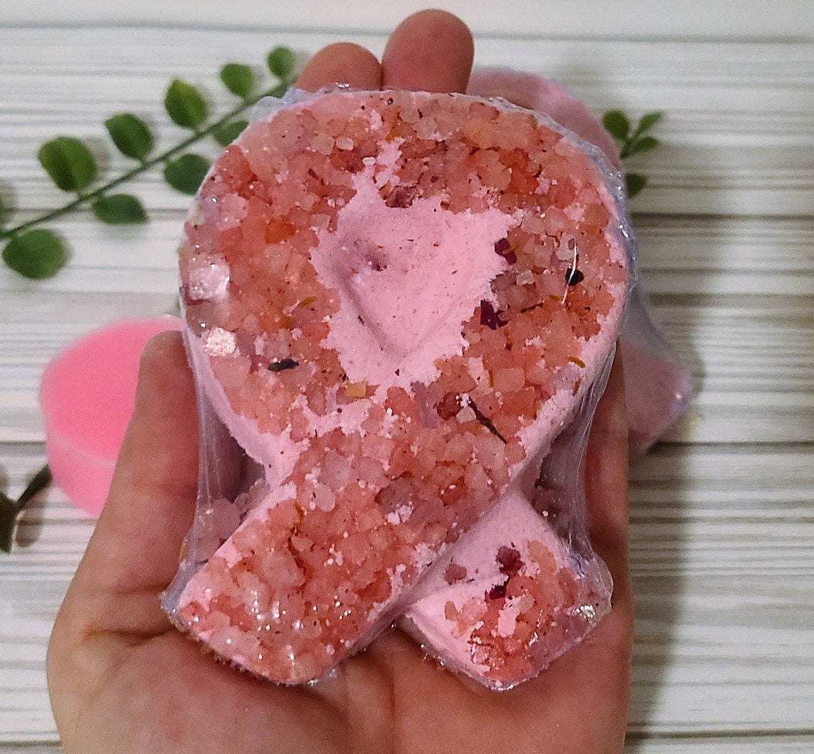 2 Large Breast Cancer Awareness Ribbon Bath Bombs Caner - Etsy