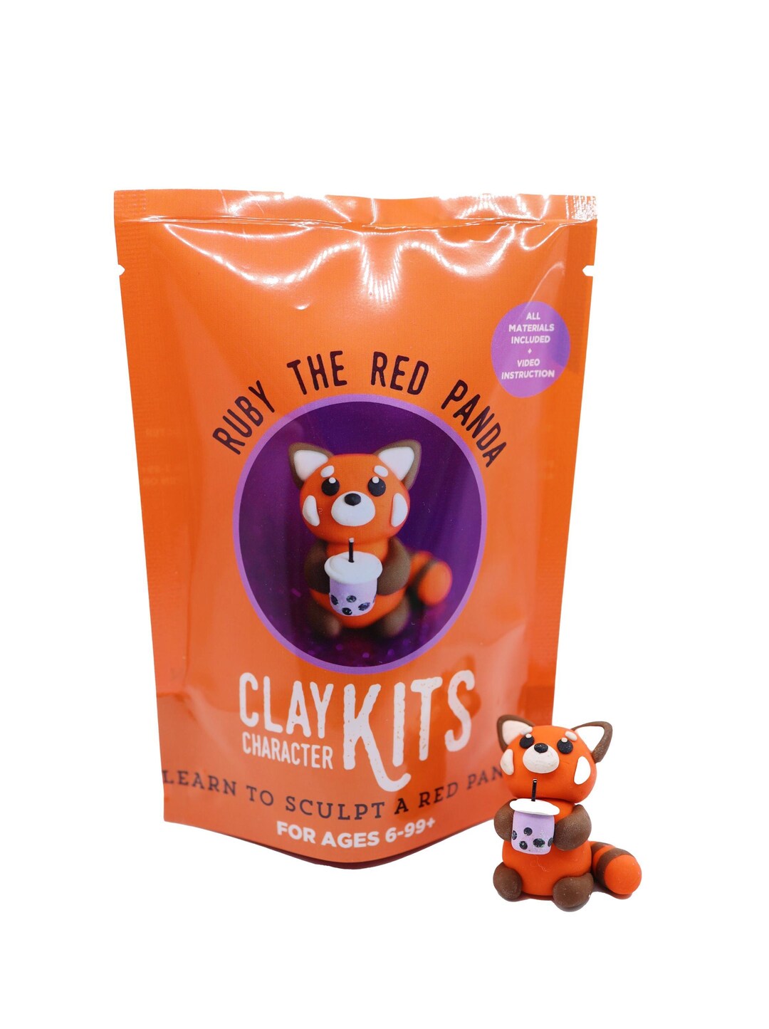 DIY Red Panda Polymer Clay Kit – Ruby the Red Panda With Boba Tea ...