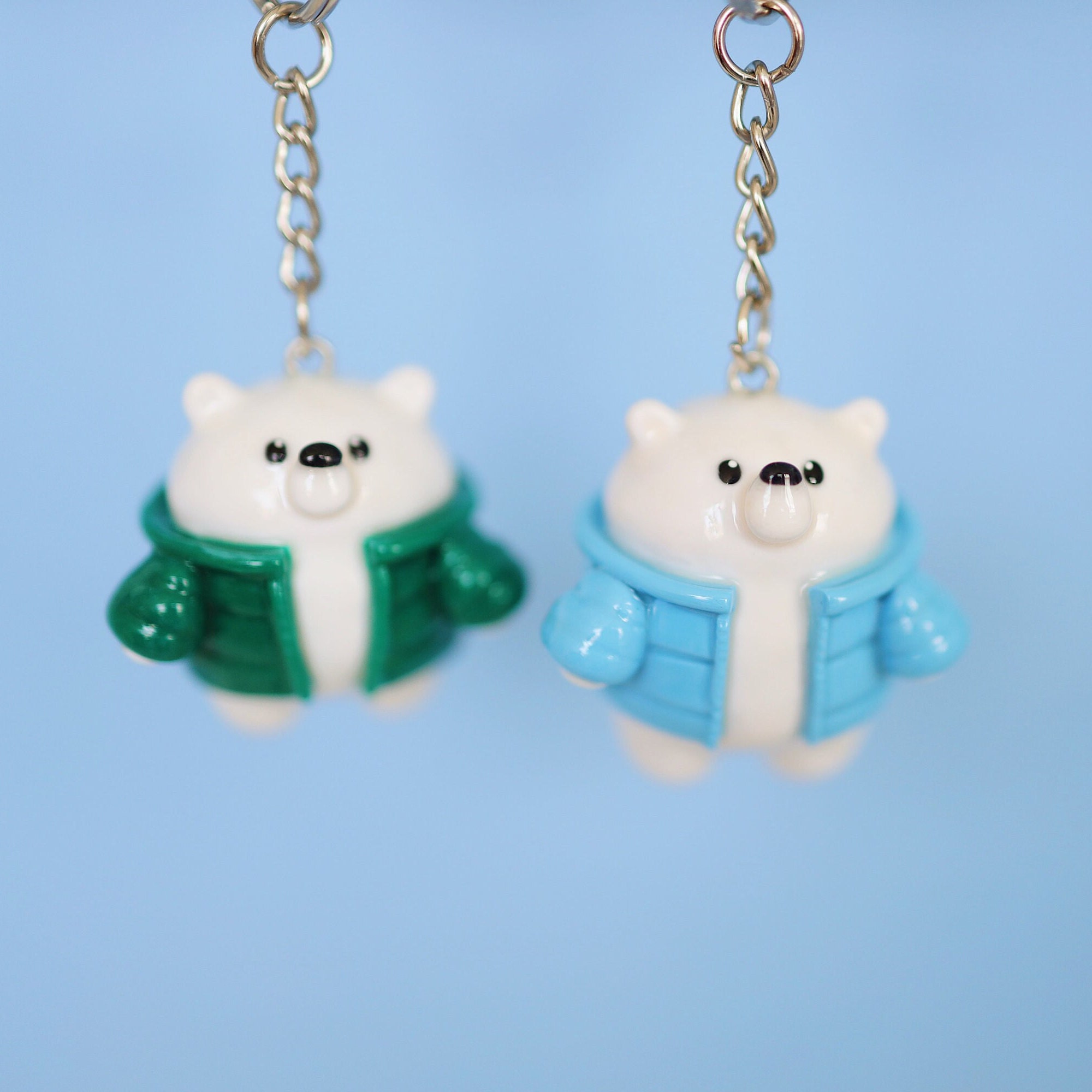 Puffer Jacket Polar Bear Keychains Handmade With Polymer Clay - Etsy
