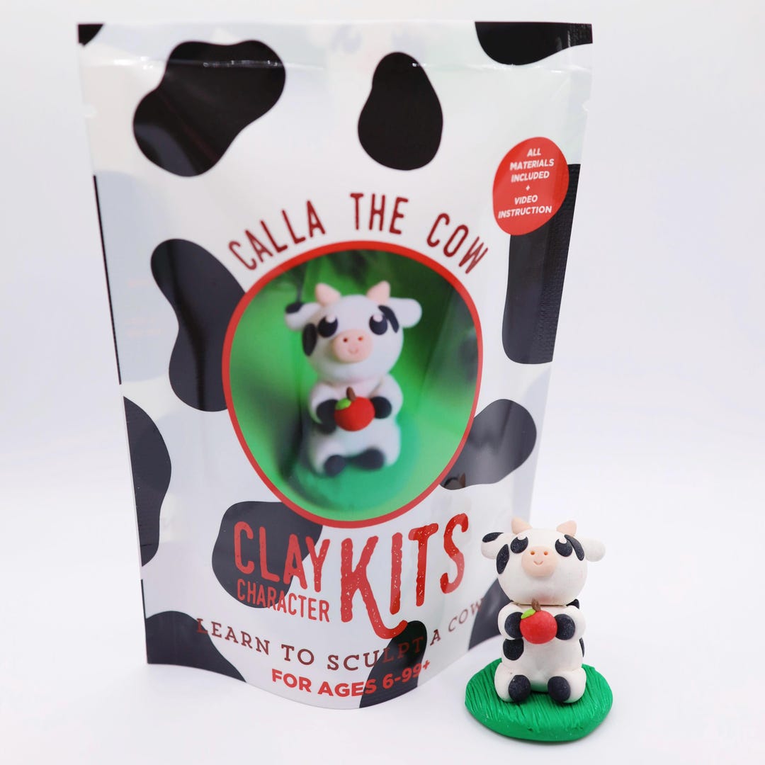 DIY Cow Polymer Clay Kit – Make Calla the Cow Figurine With Fruit ...