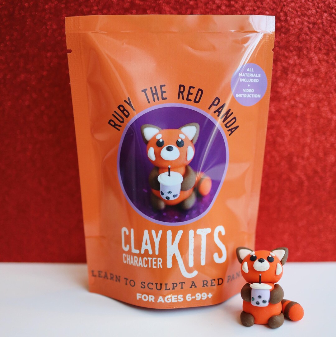 Ruby the Red Panda Polymer Clay Kit – DIY Cute Red Panda With Boba Tea ...