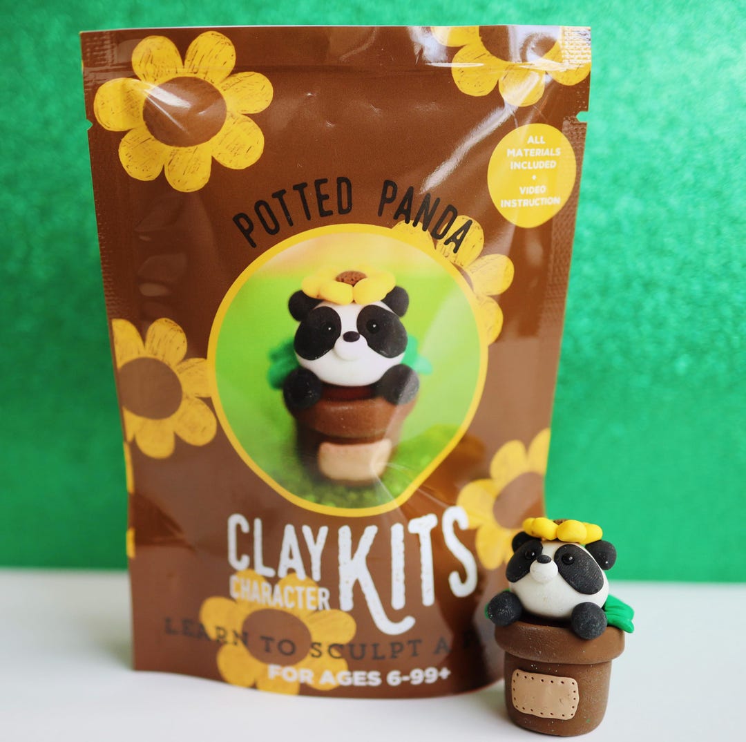 DIY Potted Panda Polymer Clay Kit – Cute Panda in Flower Pot With ...