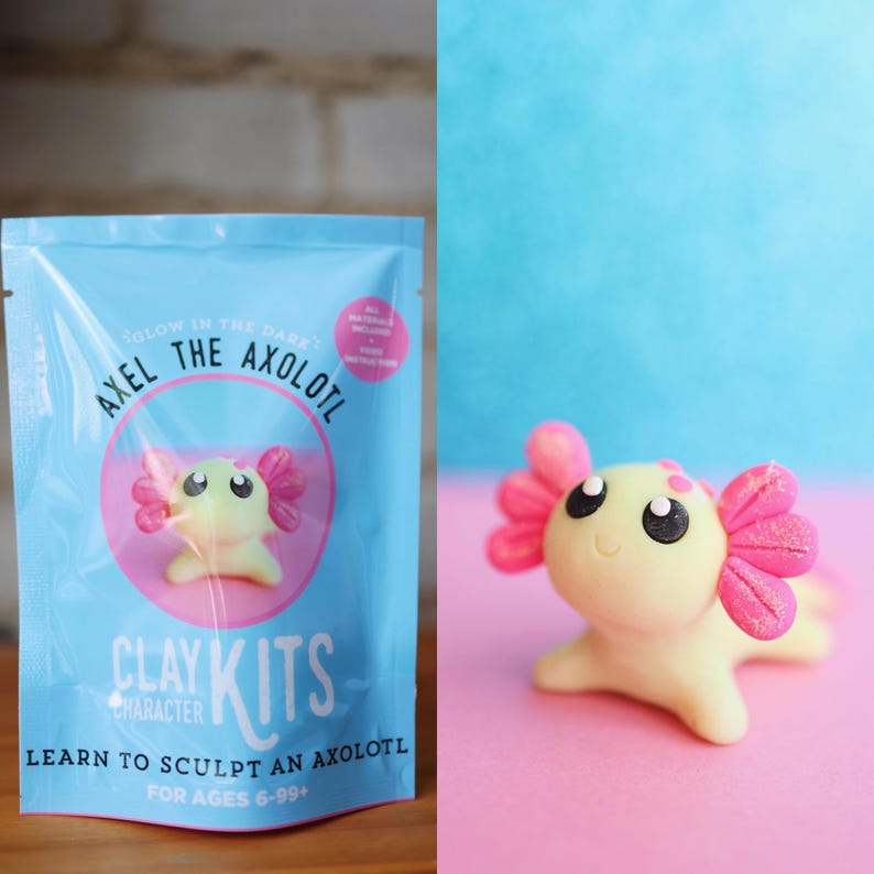 DIY Polymer Clay Kit – Axel the Axolotl | Glow in the Dark Craft Kit ...