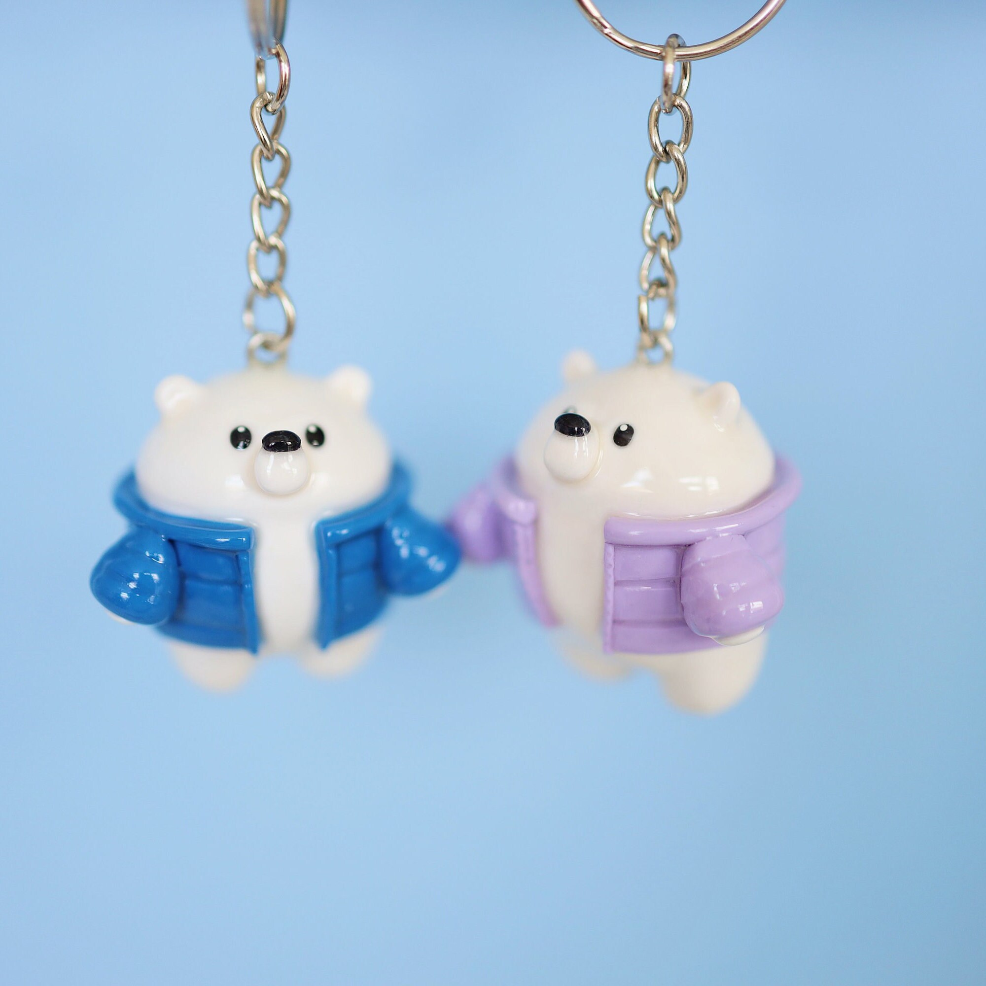 Puffer Jacket Polar Bear Keychains Handmade With Polymer Clay - Etsy