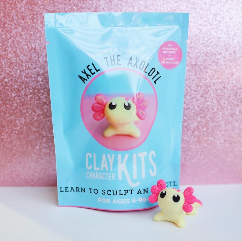 DIY Polymer Clay Kit – Axel the Axolotl | Glow in the Dark Craft Kit ...