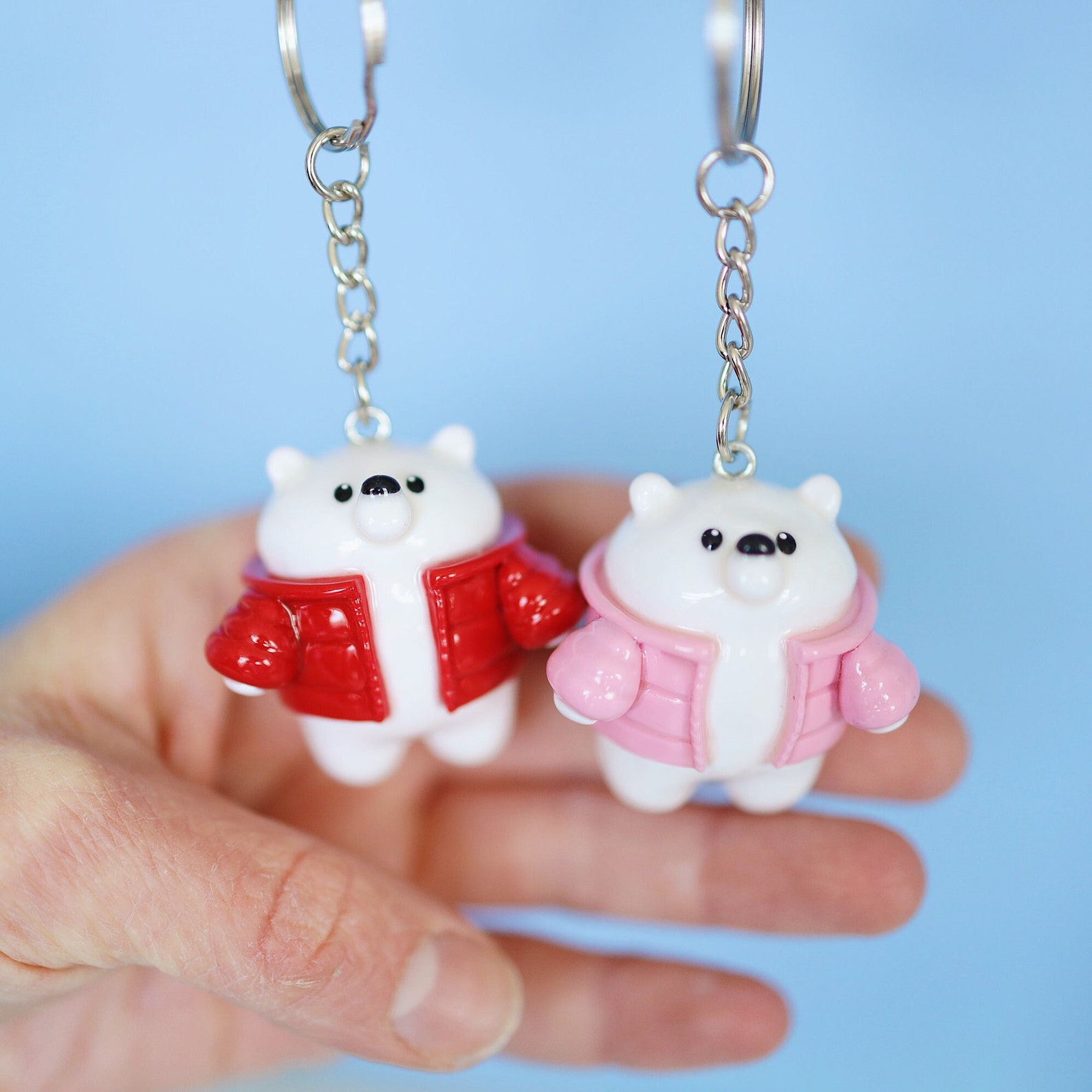 Puffer Jacket Polar Bear Keychains Handmade With Polymer Clay - Etsy