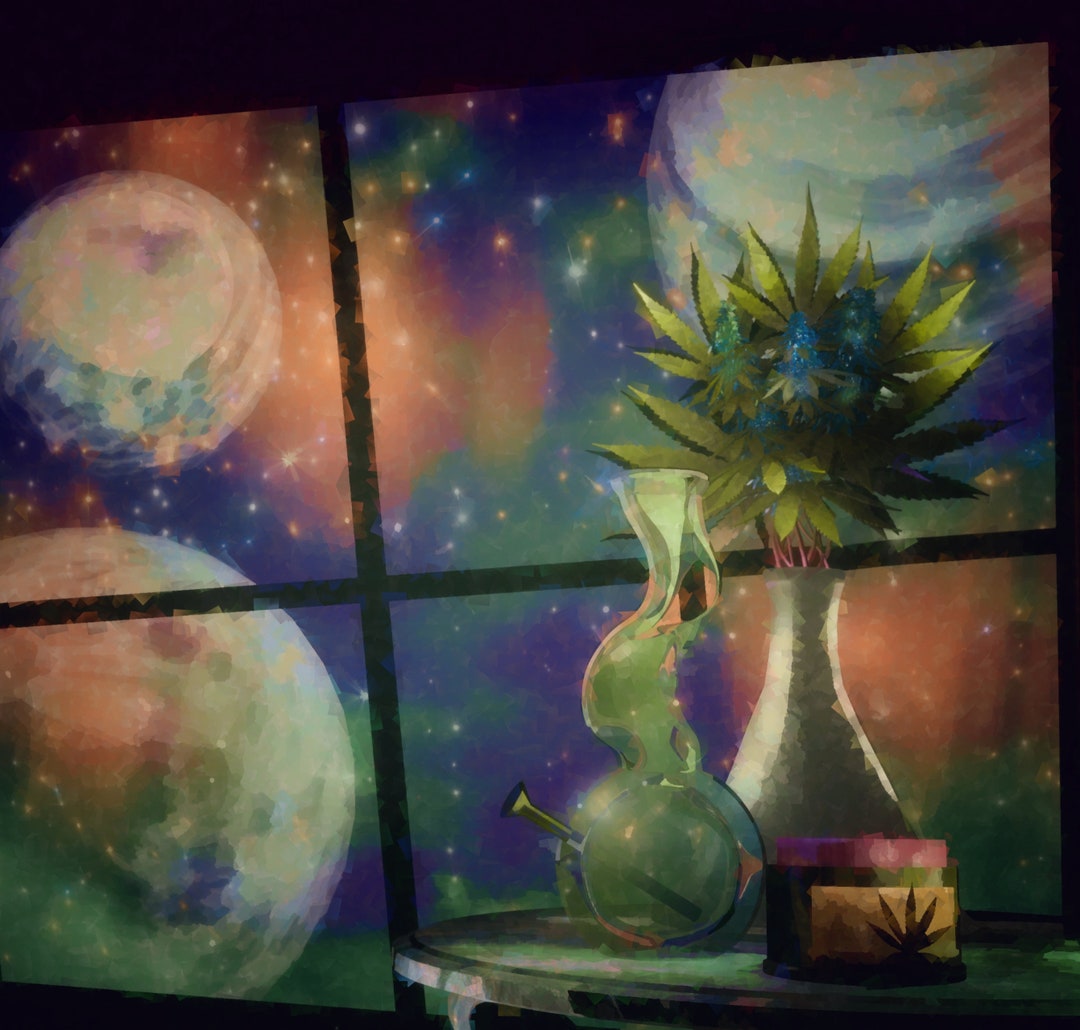 Large Canvas Giclée, Space Bong Art galactic Zen 16x16 - Etsy