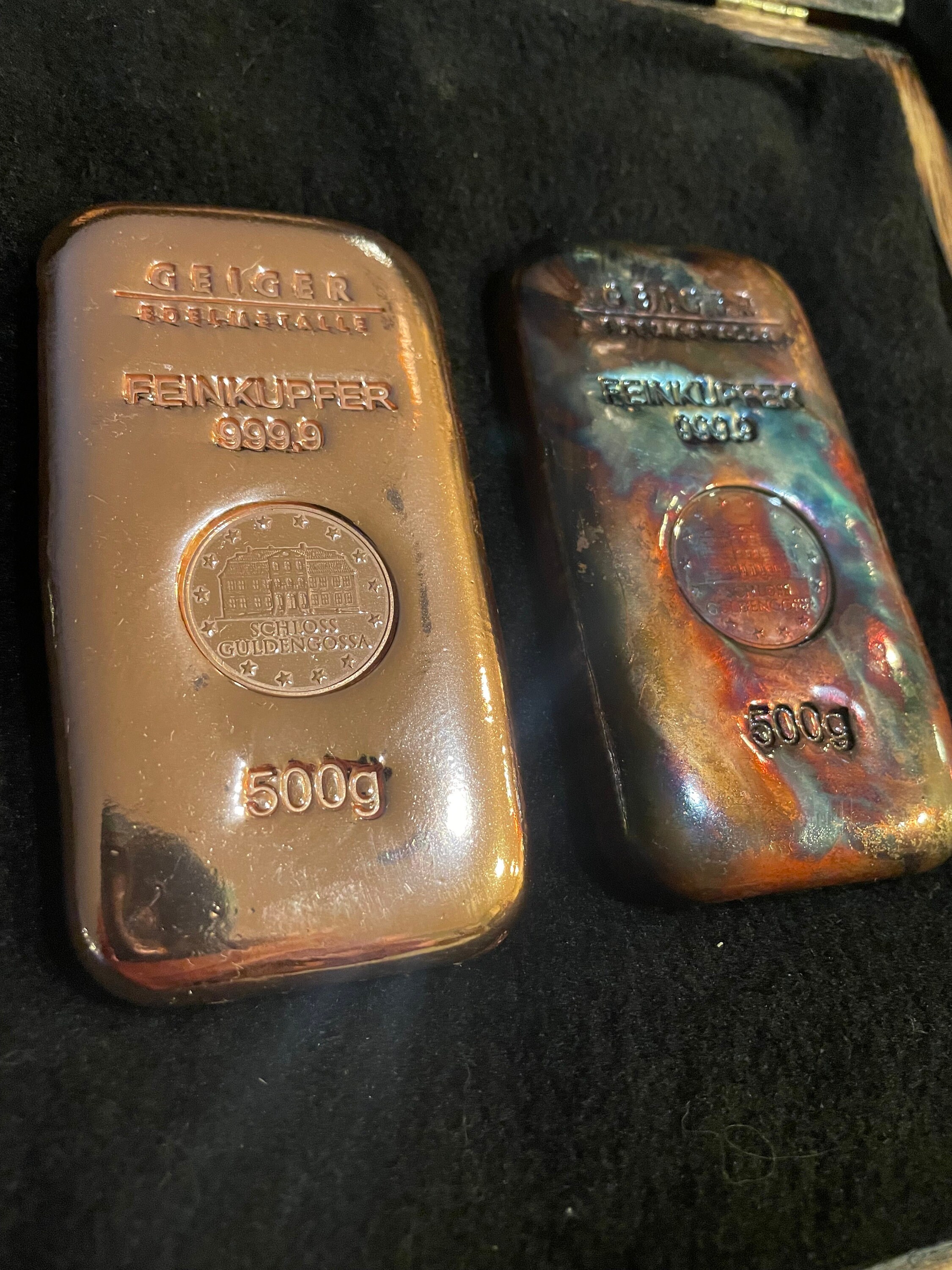 2 500 Gram .999 Geiger Copper 1 Hi Polished and 1 Hi Polish Heat ...