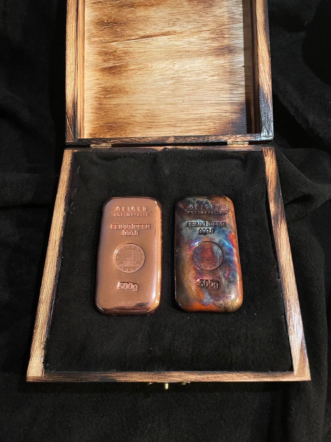 2 500 Gram .999 Geiger Copper 1 Hi Polished and 1 Hi Polish Heat ...