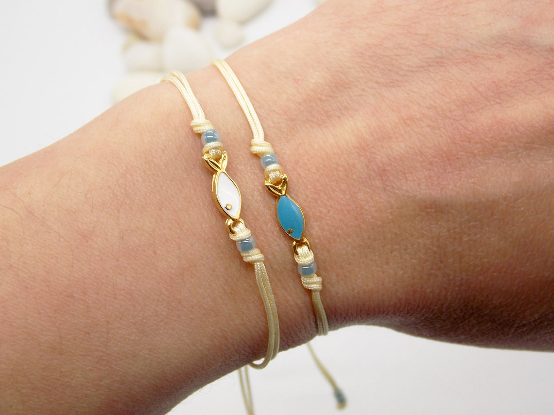 Small Cute Fish Bracelet Cord Bracelet With Fish Link and - Etsy