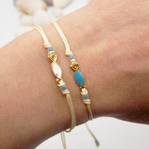 Small Cute Fish Bracelet | Cord Bracelet With Fish Link and Miyuki ...