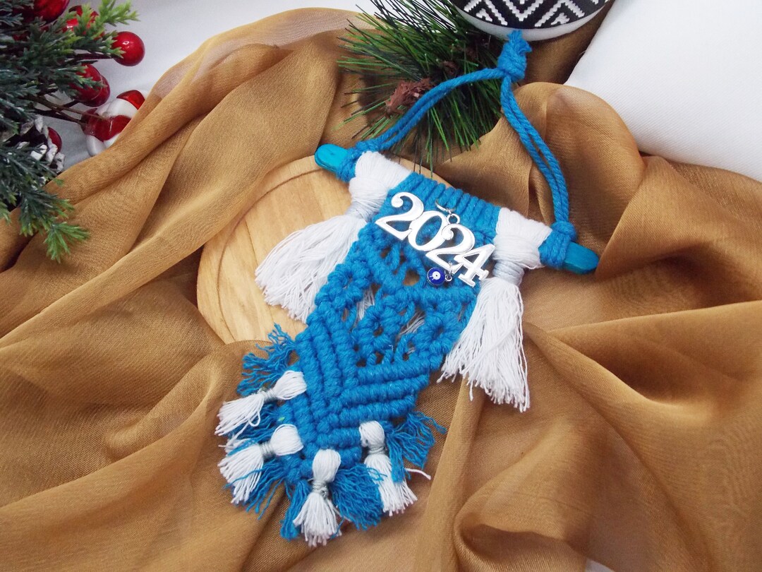 Blue and White Greek Gouri 2024, Wall Decoration for New Year, Ornament ...
