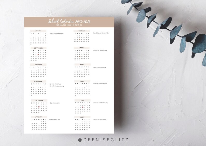 Calendario escolar 2025-2026: Planificador académico minimalista (PDF ...