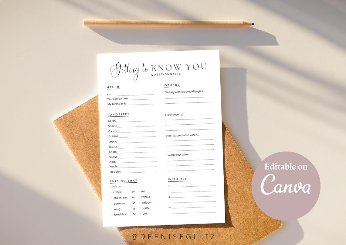 FRESH Employee Favorites List Template, My Favorite Things, Getting to ...