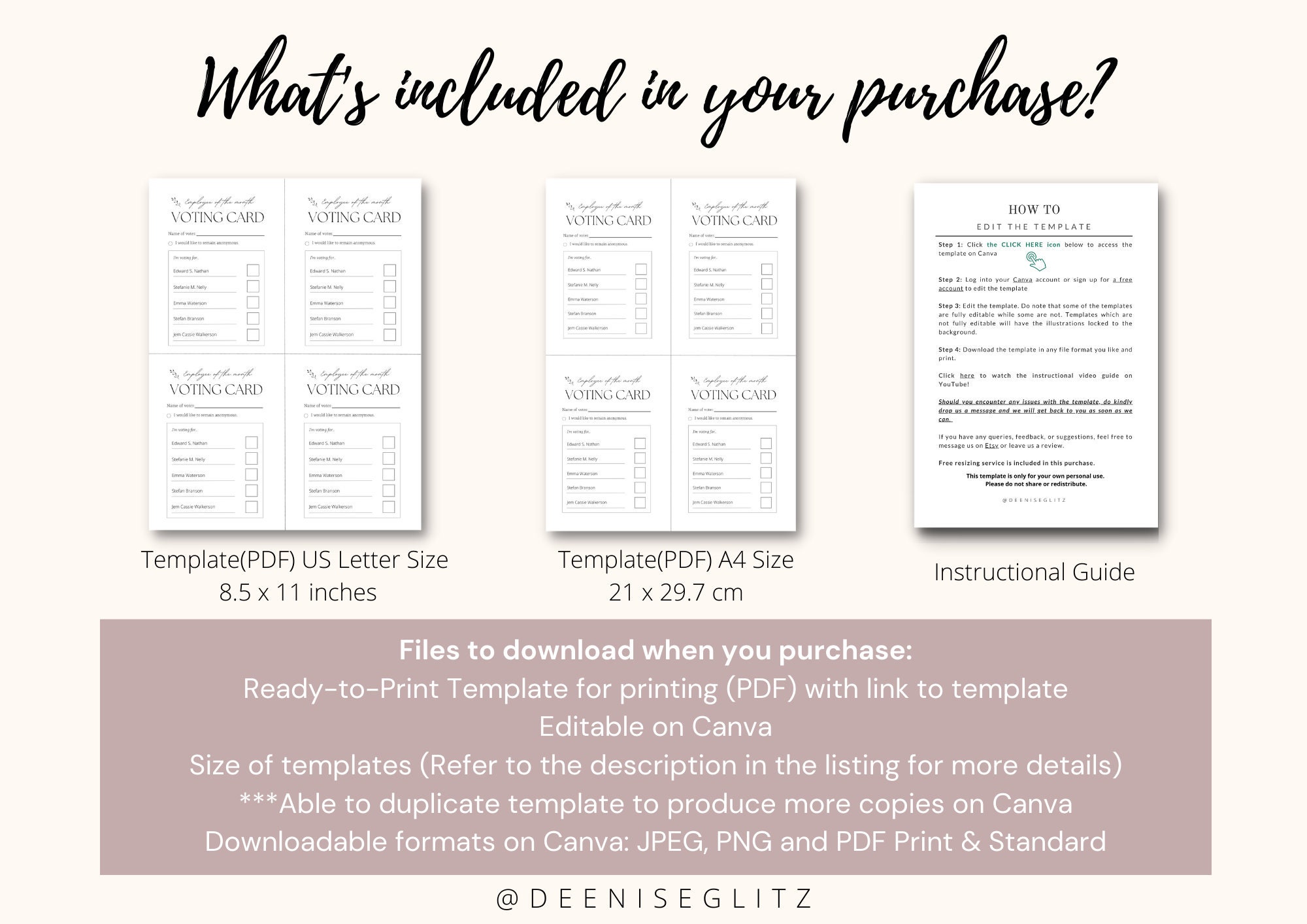 Employee of the Month Voting Card: Minimalist Ballot (editable Canva ...
