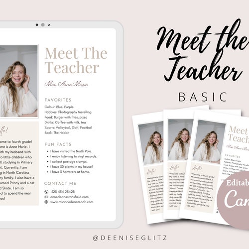 Editable Meet the Teacher Template Welcome Back to School - Etsy
