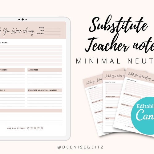 Printable Substitute Note With Cactus While You Were Out - Etsy