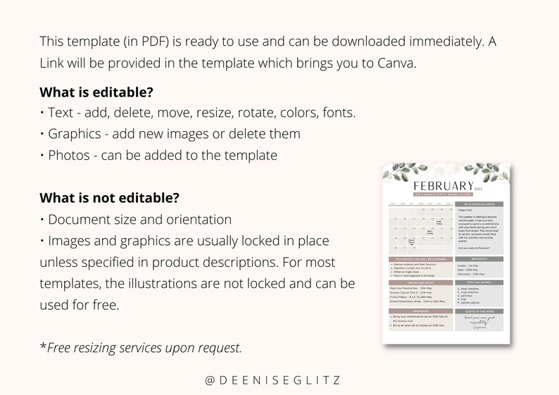 BOTANICAL Monthly Newsletter Template, Class Newsletter, School ...