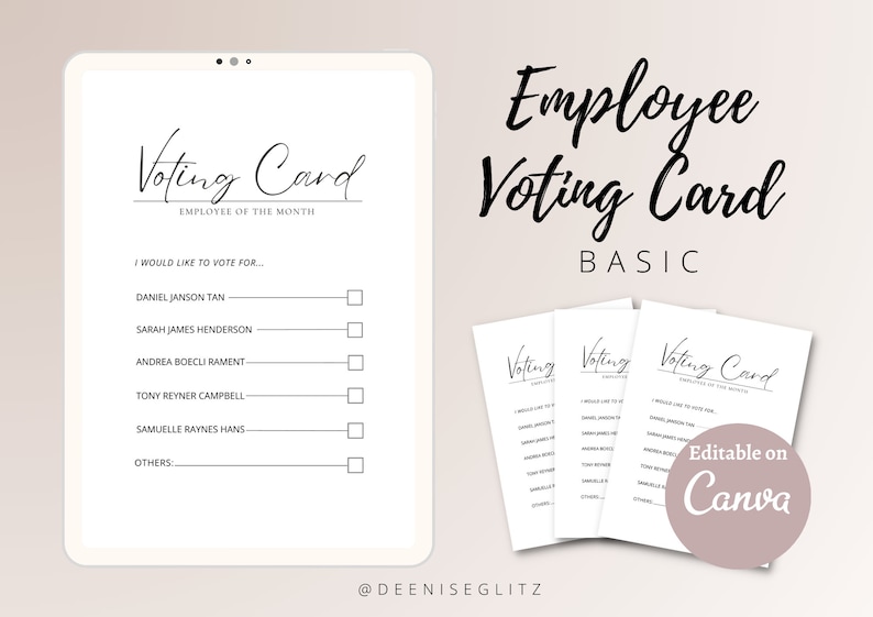 BASIC Voting Card, Employee of the Month, Ballot Paper, Cast A Vote ...