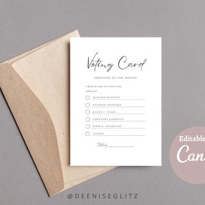 Employee of the Month Voting Card: Editable Ballot (canva) - Etsy