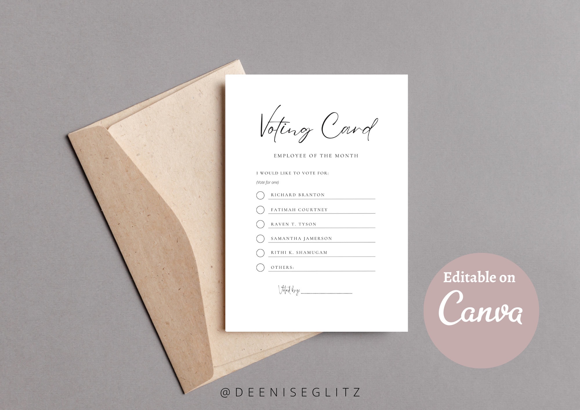 Employee of the Month Voting Card: Editable Ballot (canva) - Etsy