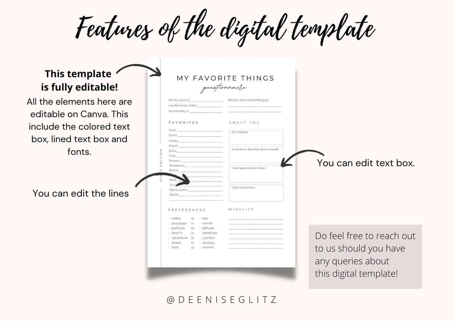 CLEAN MODERN Employee Favorites, My Favorite Things Questionnaire ...