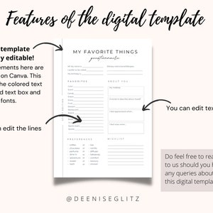 CLEAN MODERN Employee Favorites, My Favorite Things Questionnaire ...
