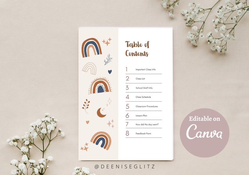 BOHO RAINBOW Substitute Binder, 11-page Bundle Template Pack, Folder ...