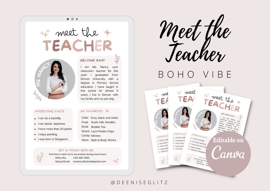 BOHO VIBE Meet the Teacher Template Teacher Newsletter - Etsy Canada