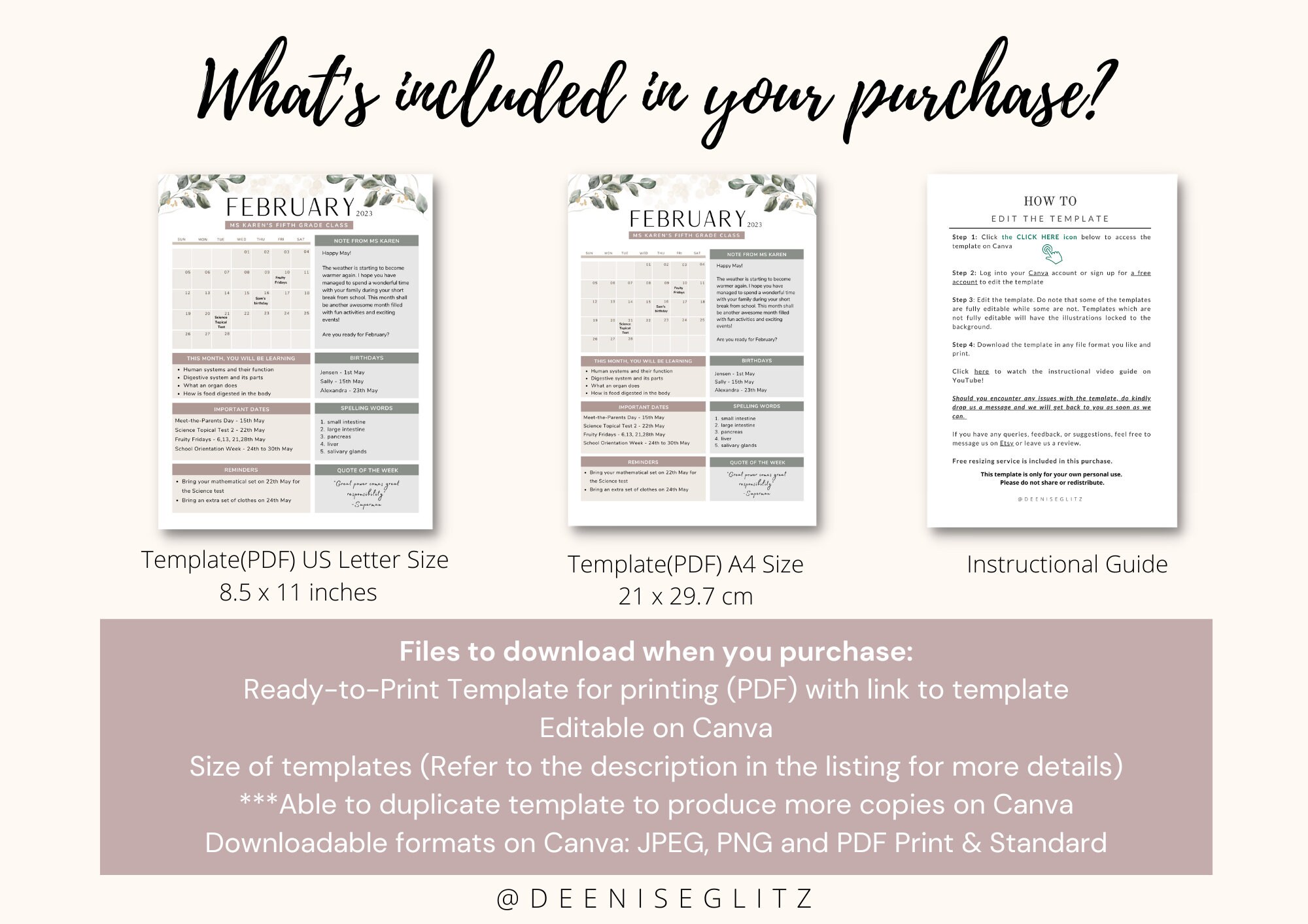 BOTANICAL Monthly Newsletter Template, Class Newsletter, School ...