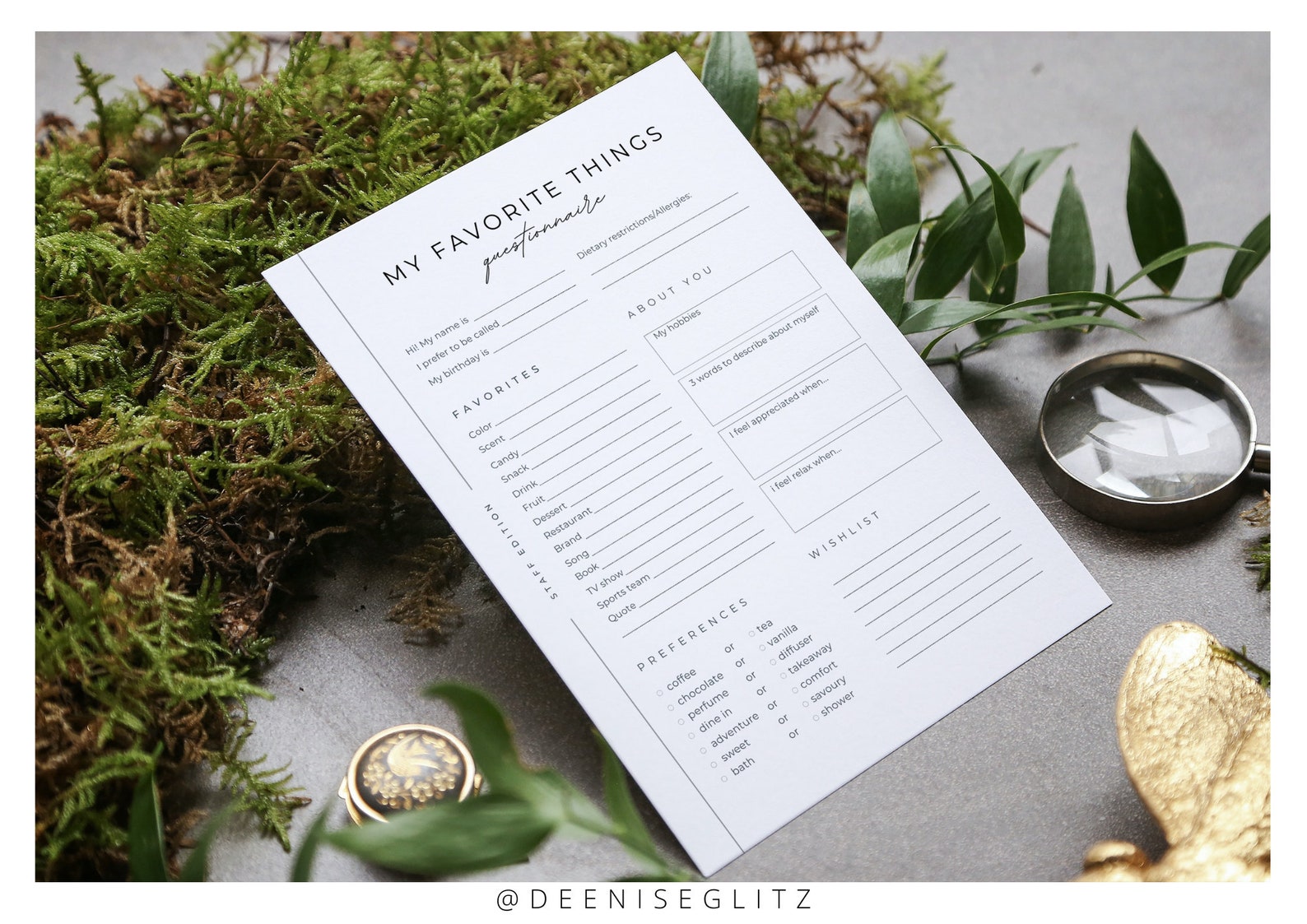 CLEAN MODERN Employee Favorites, My Favorite Things Questionnaire ...