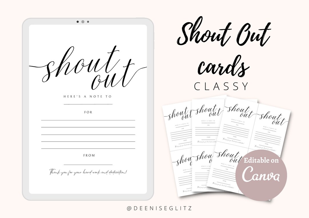 CLASSY Shout Out Cards, for Staff, Co-workers, Employees, Students or ...