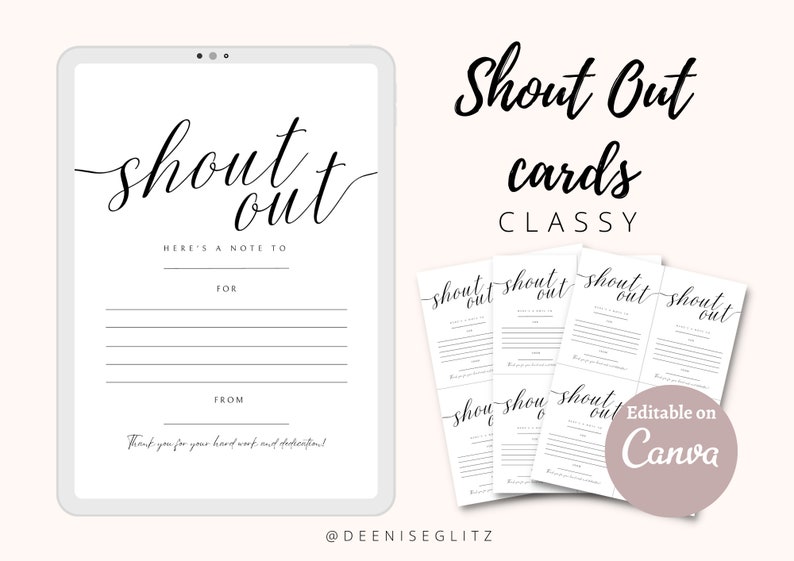 CLASSY Shout Out Cards, for Staff, Co-workers, Employees, Students or ...